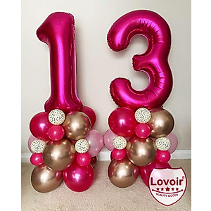 Lovoir 40 Inch Hot Pink 31 Number Balloon 13 Large Size Jumbo Digit Mylar Foil Helium Hot Pink Balloons for 13th 31st Birthday Party Celebration Decorations Graduations Anniversary Supplies