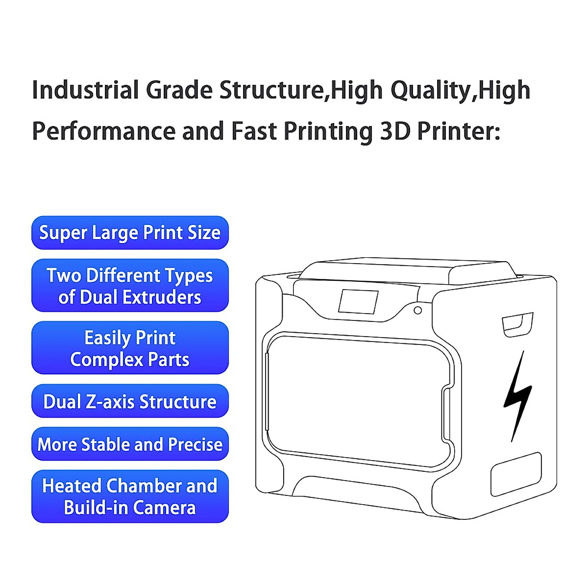 R QIDI TECHNOLOGY i Fast 3D Printer, Industrial Grade Structure, with Dual Extruder for Fast Printing, Super Large Printing Size 330×250×320mm
