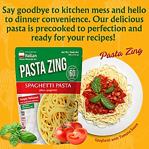 Pasta Zing Spaghetti Pasta Pack of 7, 7.05 Ounce, | Ready To Eat in 60 Sec | Pasta -100% Italian Durum Wheat | Natural Ingredients | Pre Made Meals Ready to Eat Fresh