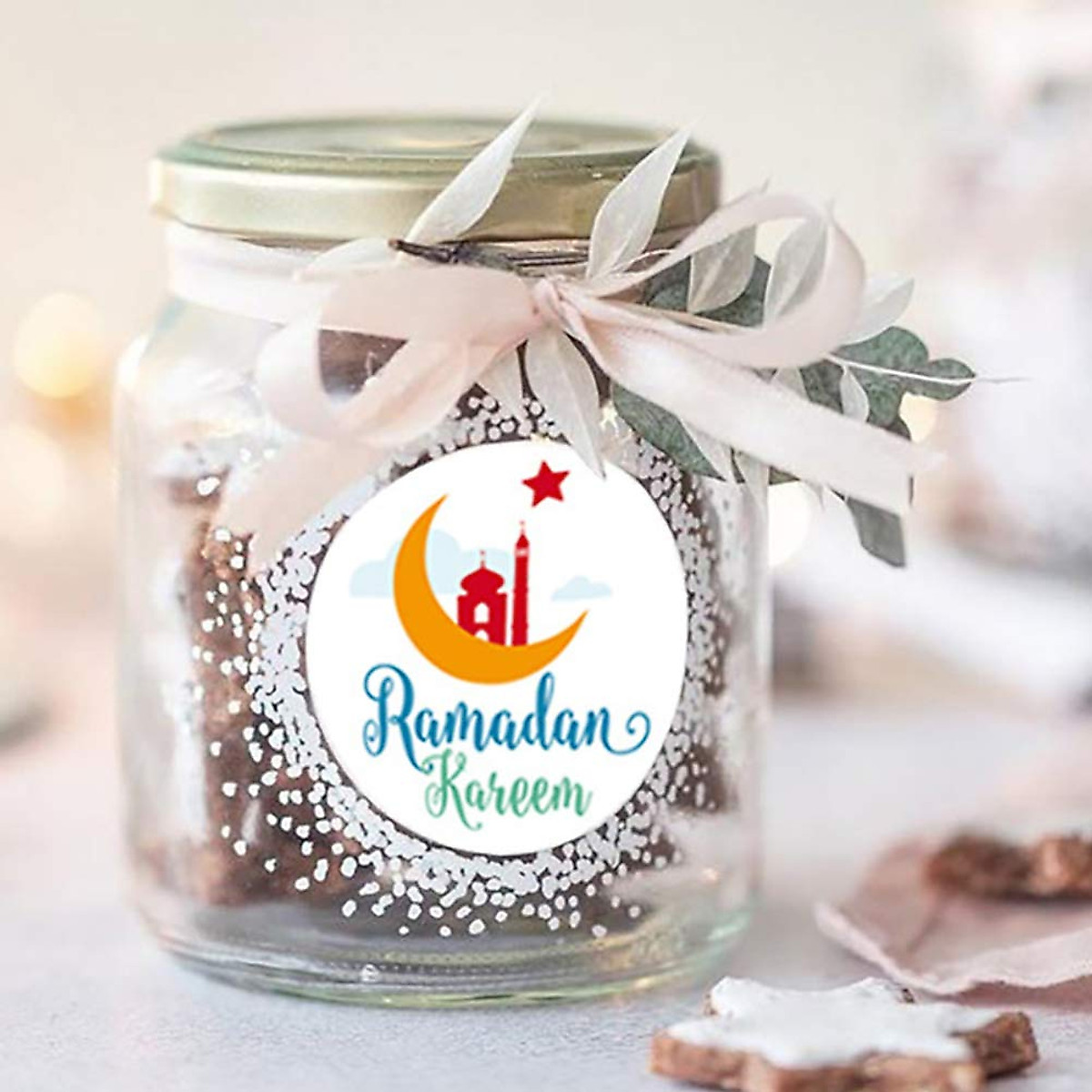 Kisangel 120pcs Eid Mubarak Stickers Ramadan Sticker Set Gift Sticker Adhesive Seal Stickers Ramadan Decorations