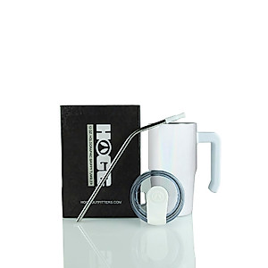 Hogg 12oz Sublimatable Grippy Tumbler with Removable Handle, Lid, and Stainless Steel Straw, DIY, Customizable, Double Wall Insulated Tumblers (Holographic)