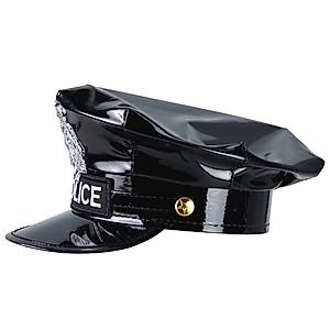 BinaryABC Police Hat Badge,Cop Hat,Officer Hat, Halloween Costume Cosplay Party Accessories (Black)