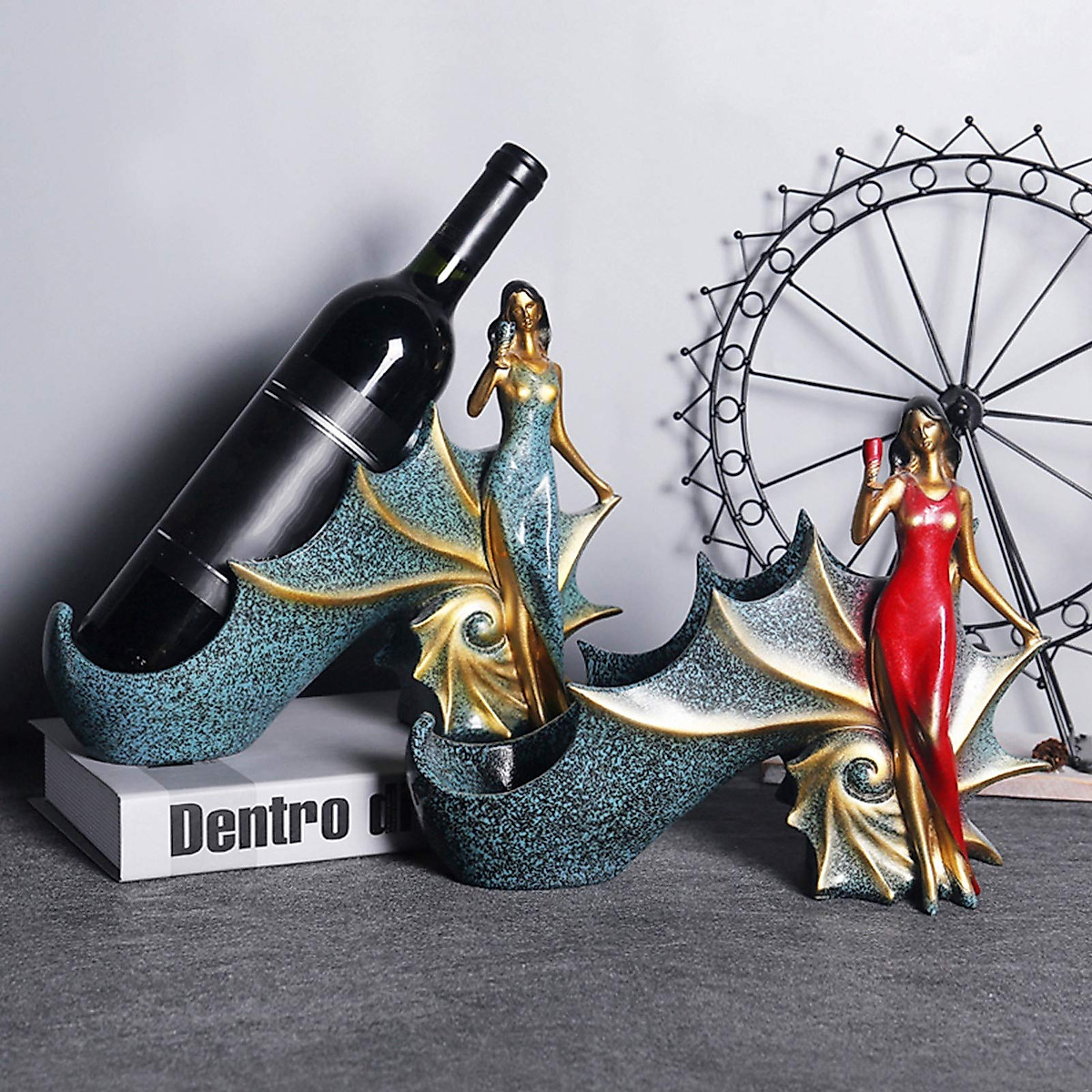 Wine Holder, Elegent Women Wine Rack Tall Drink Tabletop Single Wine Accessory Bottle Holder Wine Bottle Rack Stand for Bar Counter Home Decor (#2)