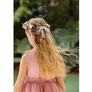 DreamLily Rustic Hippie Rose Crown Wreath Wedding Festival Floral Headpiece Flower Girl Headband DFS24 (Blush)
