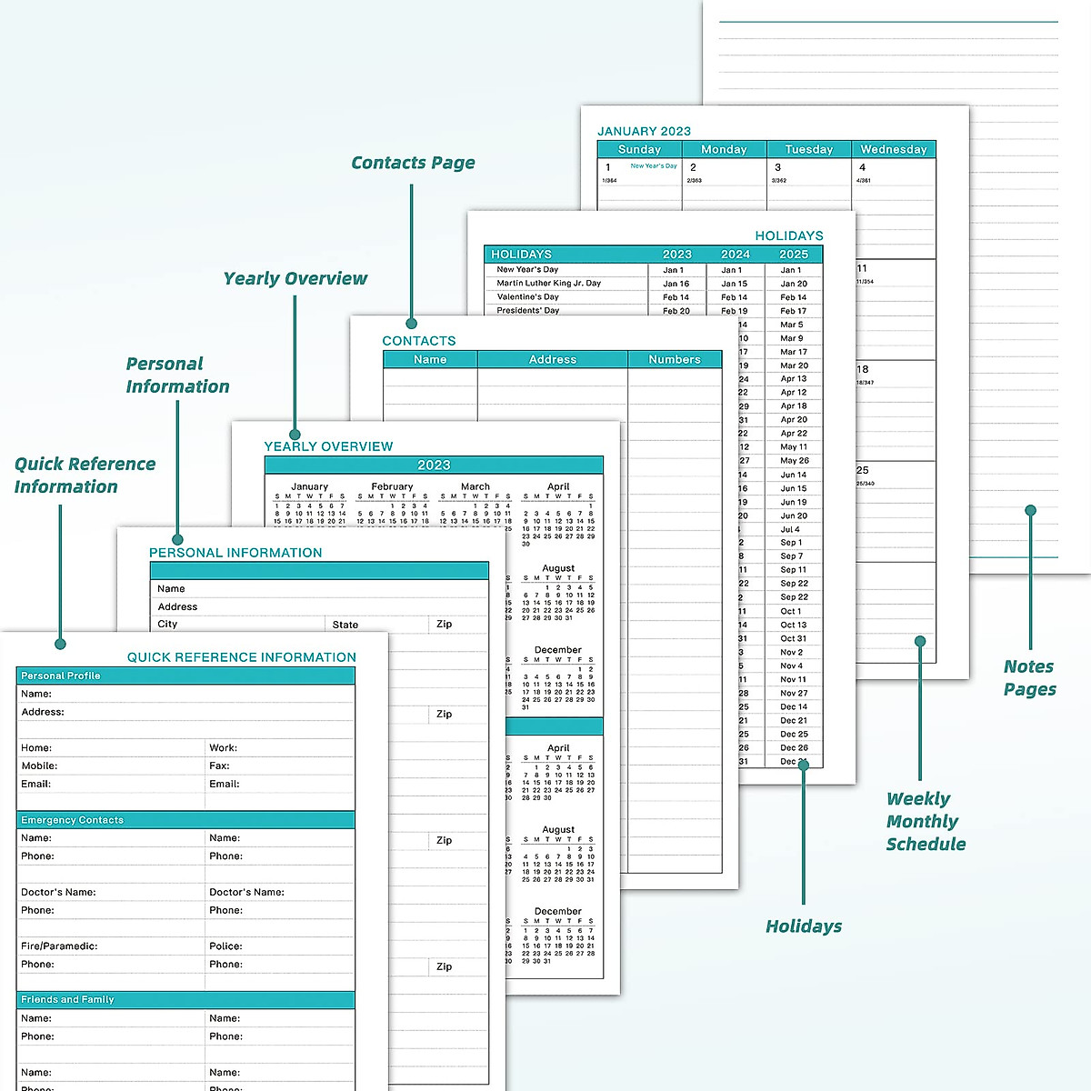 Ymumuda 2023 Planner, Weekly Monthly Planner 2023, 12-Month School Planner from JAN.2023 to DEC.2023, 8.4" X 6", Spiral Planner Notebook with Stickers, Elastic Closure, Inner Pocket, Coated Tabs, Watercolor Floral
