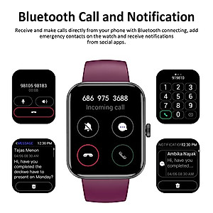 GERSVAR Smart Watch Bluetooth Calling (Answer/Make Call) 42mm Touch Screen, 100 Sports Modes Fitness Tracker with Heart Rate Monitor Blood Oxygen IP68 Waterproof,Compatible with Android iOS