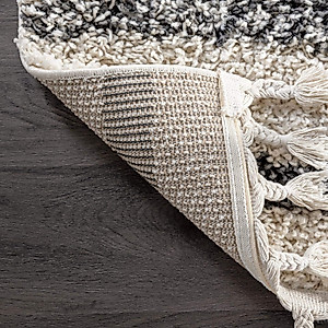 nuLOOM Kiera Moroccan Diamond Shag Tassel Area Rug, 9x12, Off-white