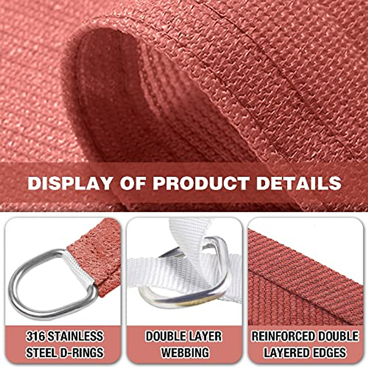 Amagenix Sun Shade Sails Canopy, Rust Red Curved Rectangle Outdoor Shade Canopy 12'X16' Breathable 95% UV Block Canopy for Outdoor Patio Garden Backyard (We Make Custom Size)