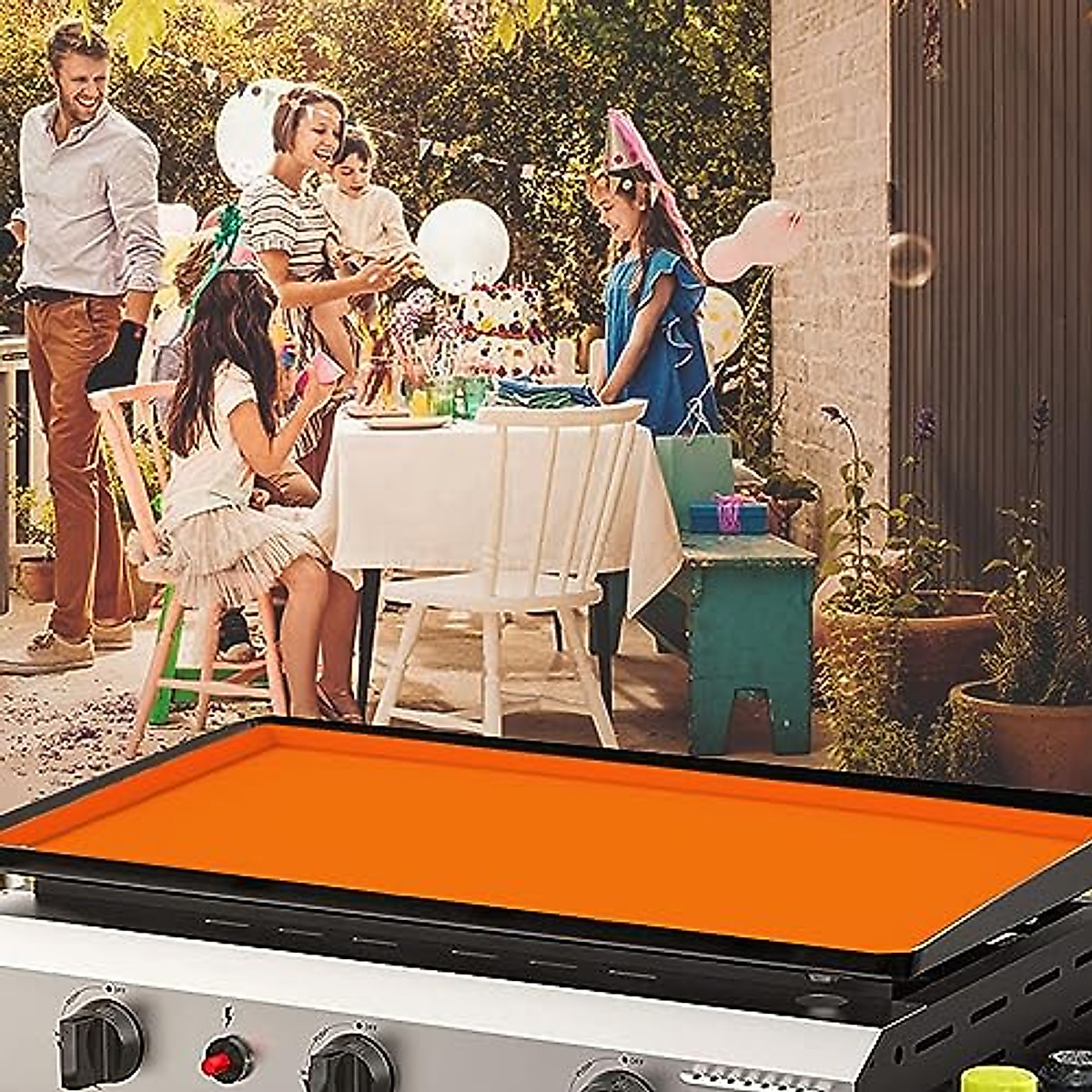 Silicone Griddle Mat 28" for Blackstone Grill, Food Grade Silicone Griddle Protective Mat Cover,Heavy Duty/Non Stick/Reusable Silicone Grill Cover, Protect Your Grill (orange-28inch)