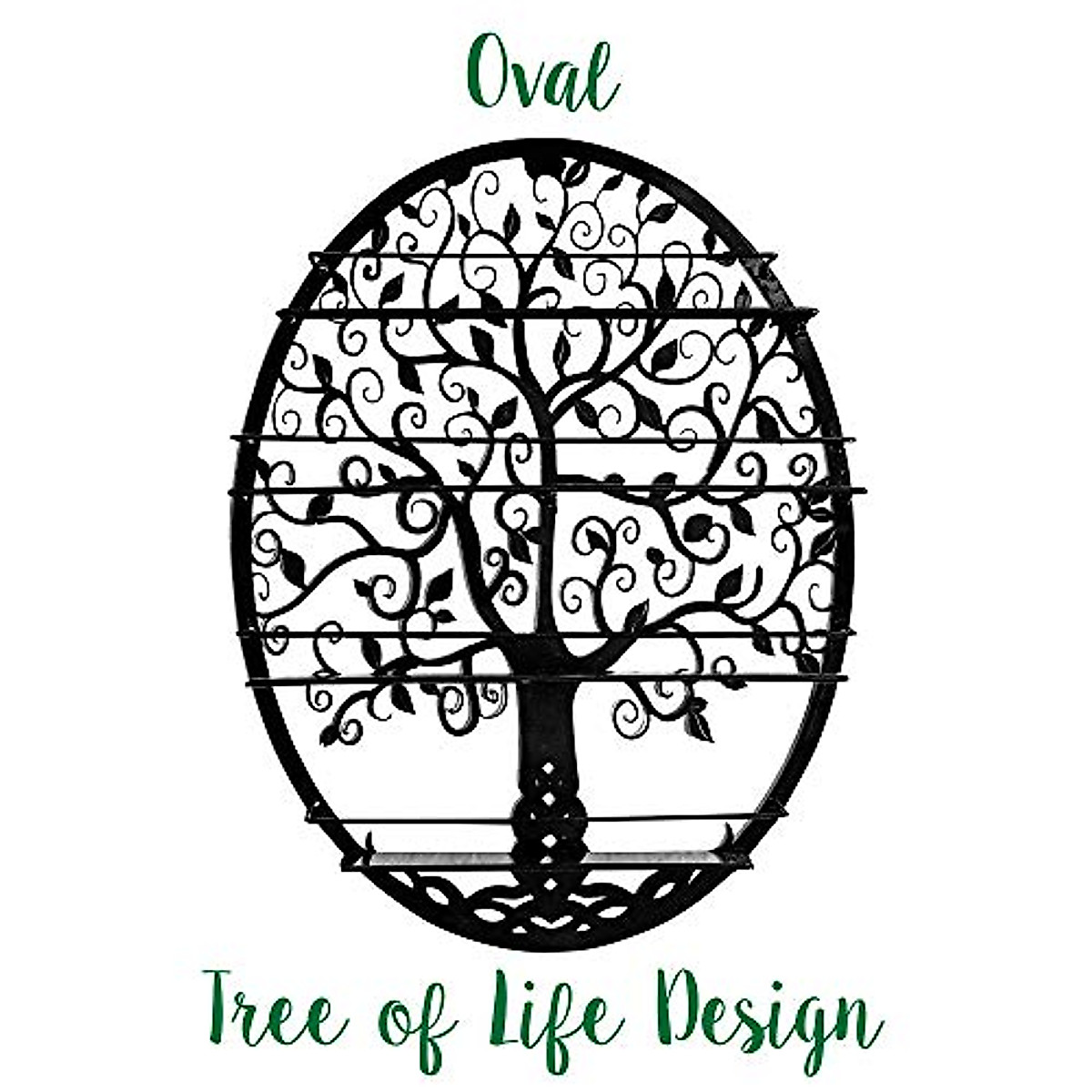 SoCal Buttercup Essential Oils & Nail Polish Organizer - Display Holder Storage Shelf from Oval Black with Tree Silhouette - Wall Mounted Round Rack Oil Bottle Storage (Black)