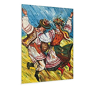 Ukrainian Folk Art Painting Ukrainian Wall Art Dancing Couple Oil Painting Ukrainian Flag Painting Wall Art Paintings Canvas Wall Decor Home Decor Living Room Decor Aesthetic 12x16inch(30x40cm) Unfr