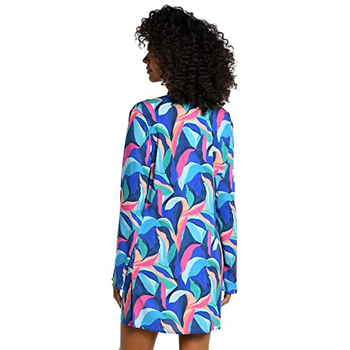 La Blanca Women's Lace Up Tunic Swimsuit Cover Up, Multi//Painted Leaves, XL