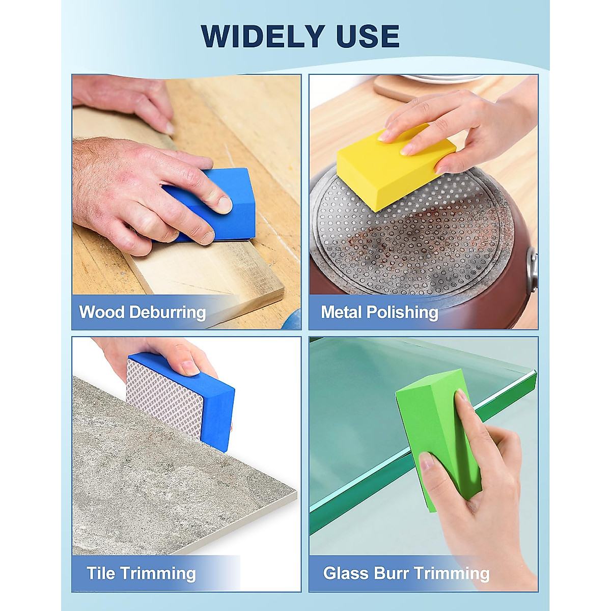 4 Pack Diamond Hand Polishing Pads, Diamond Sanding Pads Assortment, Diamond Sandpaper with High-Density Sponge, Diamond Polishing Pads, for Wood Tile Glass Stone(60/100/200/400 Grit)