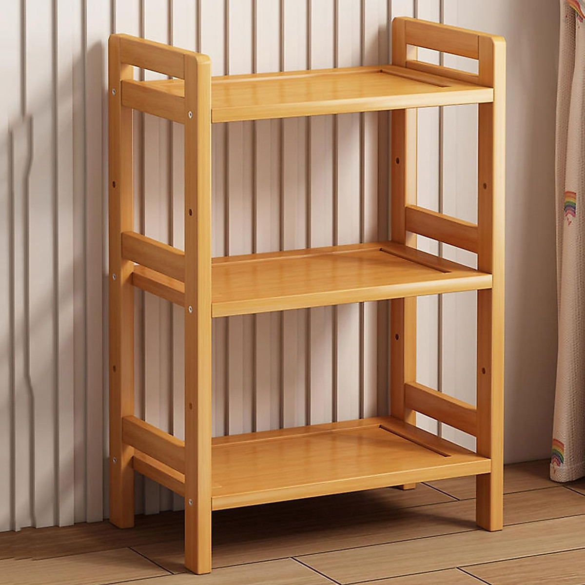 EHCBFCVN Wooden Desktop Shelf, Outdoor Desktop Planter Shelf Rack, Display Storage Unit, Country Style Shelf, Made of Solid Wood, Safe, Thick and Stable, 72.4 * 23.4 * 35cm (Three Layers)