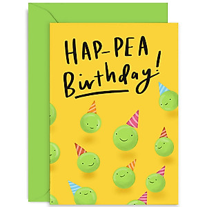 Old English Co. Hap-Pea Birthday Card for Men and Women - Funny Pea Pun Birthday Card for Him or Her - Birthday Card for Son, Daughter, Mum, Dad, Brother, Sister | Blank Inside with Envelope