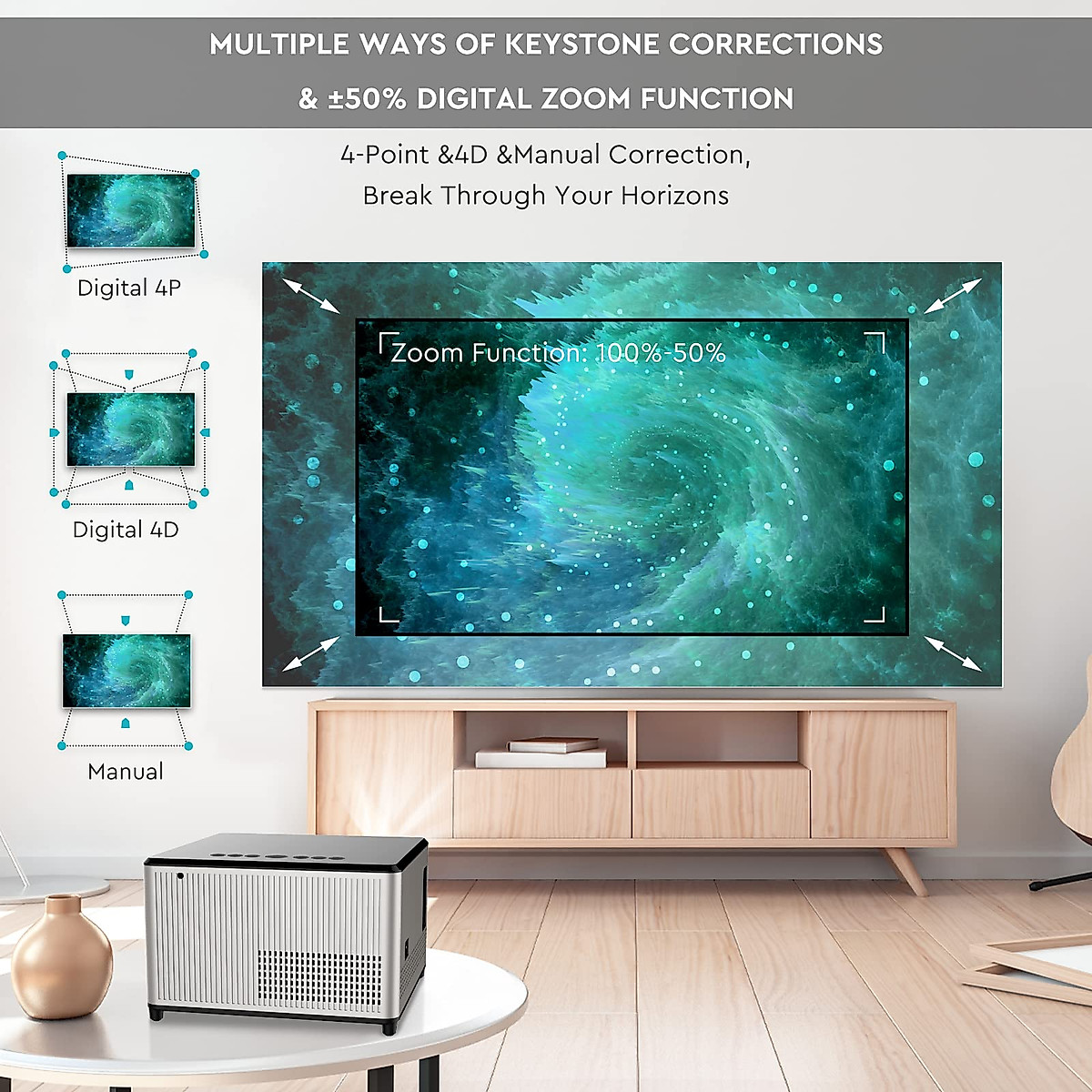 Projector with 5G WiFi and Bluetooth, Movie Projectors 4K 1080P HD10000L / 350 ANSI lumi Portable Outdoor Projectors Home Theater Projector Compatible with TV Stick, Phone, Computer