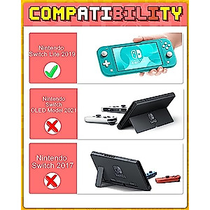 Xinocy for Nintendo Switch Lite 7 in 1 Storage Accessories Kit with Travel Carrying Case+Switch Lite Protective Cover+Game Case Holder+Strap+Sticker+2 Thumb Caps Cute Shell for Boys Kids Girls -Stit
