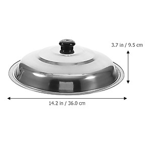 Stainless Steel Wok Lid 14 Inch Skillet Lid Round Dome Lid Microwave Lid Universal Pan Lid Stainless Steel Pan Lid 14 Inch Pan Lid Kitchen Pot Lid Pot Covers for Cooking Pan Cover