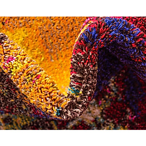 Unique Loom Estrella Collection Colorful, Abstract, Watercolor, Modern, Eclectic Area Rug, 6 ft x 6 ft, Multi/Beige