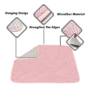 Dish Drying Mat for Kitchen Counter, Microfiber Dish Drying Pad 2 Pack Large Size Absorbent Dishes Drainer Mats (pink)