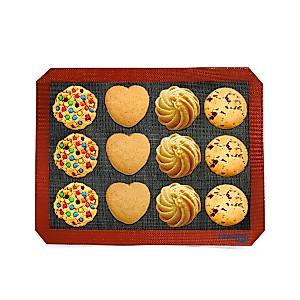 Bluedrop Bread Baking Mat Open Mesh Oven Liner Steaming Mesh Eclair Baking Sheets Perforated Silicone For Half Sheet Size 11-5/8 x 16-1/2 Inch