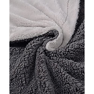 Panku Ultra-Soft Micromink Thick Sherpa Blanket Twin Size for Bed, Reversible Fuzzy Warm Throw Blanket All Season for Men Women Gifts (60X80 Black and Grey)