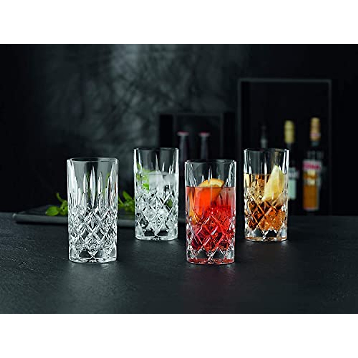 Nachtmann Noblesse Collection Long Drink Glasses | Set of 4 cocktail Cups | Made of Crystal Glass | 6-Inch Highball Glasses for Cocktails, Juice and other Mixed Drinks | 13-Ounces