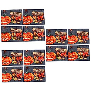 HEMOTON 12 pcs and Orange Pumpkin Party Tablemats Decoration Cloth Mats Decor Pattern Room Nights Dining Home Supplies Pads Mat- Inch X Place for Sunflower Mat Placemats