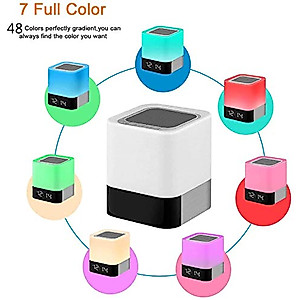 Gallstep Night Lights Bluetooth Speaker, Alarm Clock Bluetooth Speaker Touch Sensor Bedside Lamp Dimmable Multi-Color Changing Bedside Lamp, MP3 Player, Wireless Speaker with Lights