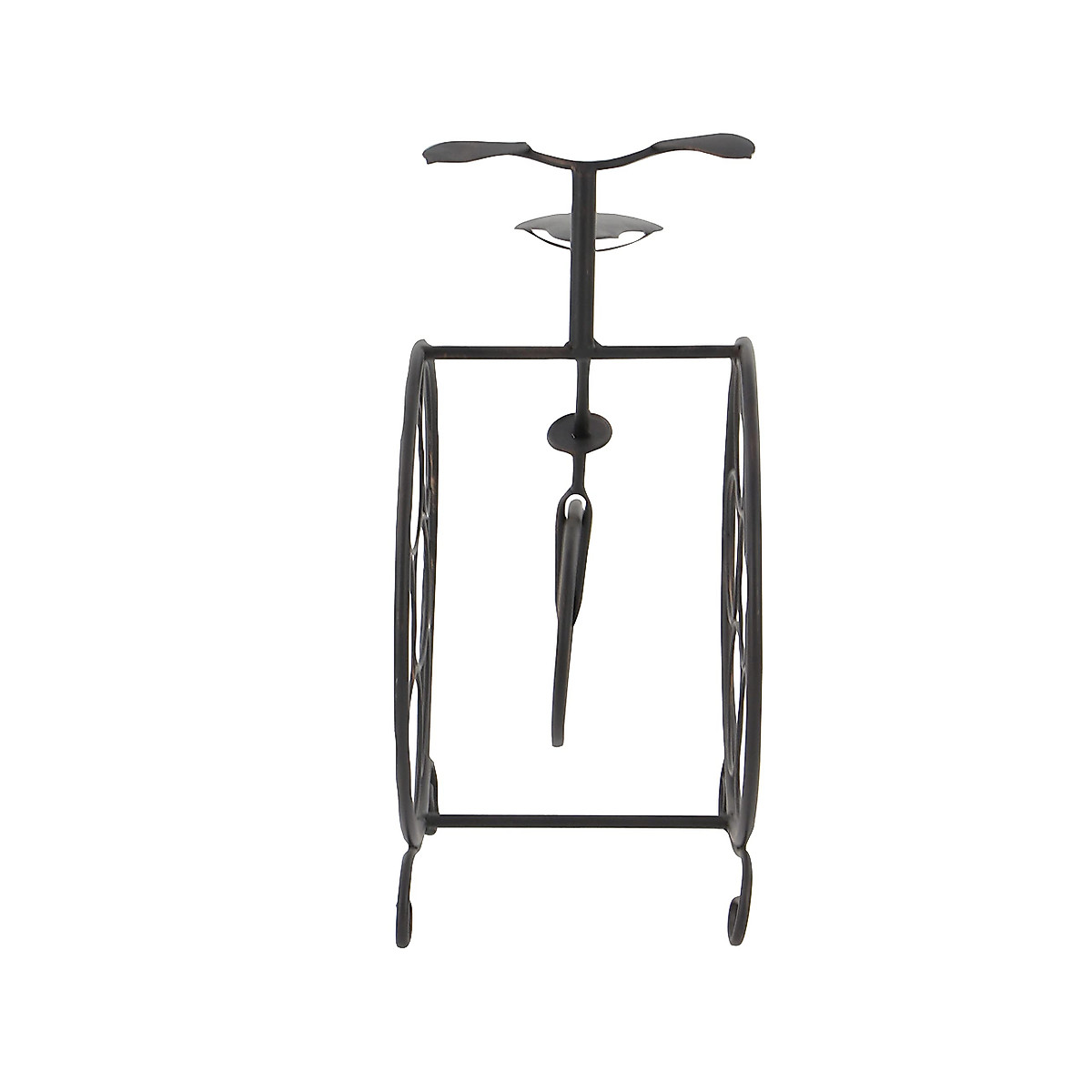 Deco 79 Metal Bike 7 Bottle Wine Rack with Scrollwork, 21" x 9" x 19", Brass