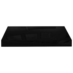 vidaXL Floating Wall Shelves, 4 pcs, High Gloss Black 15.7"x9.1"x1.5", MDF Material, Modern Black Wall Display Shelves with Invisible Mounting System