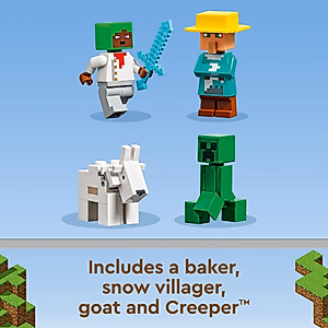 LEGO Minecraft The Bakery Building Kit 21184 Game-Inspired Minecraft Toy Set for Kids Girls Boys Age 8+ Featuring 3 Minecraft Figures and Goat, with Village and Treasure Chest Accessories, Gift Idea