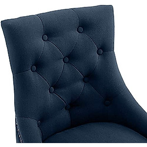 Alohappy Dining Chairs Linen Upholstered Side Chairs with Natural Oak Legs for Kitchen,Living Dining Room,Set of 2 Navy Blue