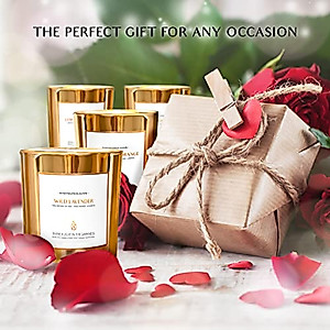 Pack of 4 Scented Candles Gift Set, Eucalyptus&Orange, Wild Lavender, Lemongrass&Basil, Lilac&Rose Wood Wick Candles for Home Scented, 6oz Soy Candles Gifts for Women, 35 Hour Burn Aromatherapy Candle