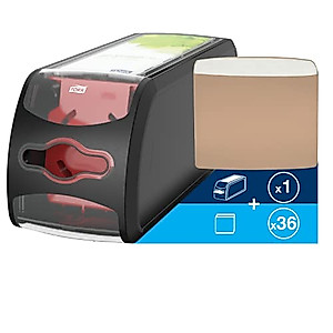 Tork Xpressnap Fit Counter Napkin Dispenser Black - N14 + Refill - White Dispenser Napkin, 36 Packs x 240 Napkins