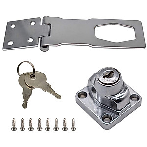 2Pcs Keyed Hasp Locks 4” x 1-5/8” Catch Latch Safety Lock Door Lock with Key