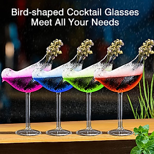 Bundle - Swan Cocktail Glass Set of 2 and Bird Glasses Set of 4 Margarita Glass Martini Glasses Suitable for Cocktail, Wine, Martini, Tequila