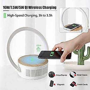 Bluetooth Speaker Wireless Charger with Desk Lamp Bedside Night Light Portable Small Mini Speaker, Led Reading Adjustable Dimmable Table Lamp for Home Office, Dorm, Kids, Students, Boys, Girls Gifts