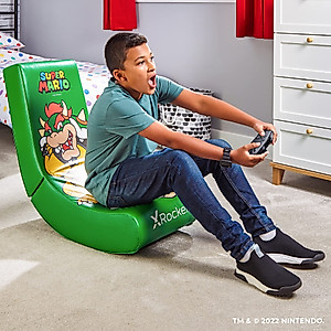 X Rocker Super Mario Bowser Video Gaming Floor Chair, Official All-Star Edition Nintendo Collectible, Faux Leather, Foldable, 5000401, 33.46" x 16.14" x 25.59", Bowser Green