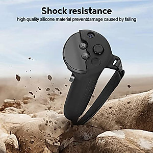 XIAOGE Controller Grips for Meta Quest Pro Accessories with Charging-without-Removing Design and Adjustable Anti-Throw Wrist Knuckle Strap, Silicone Anti-Slip Case Shell Protector for Quest Pro