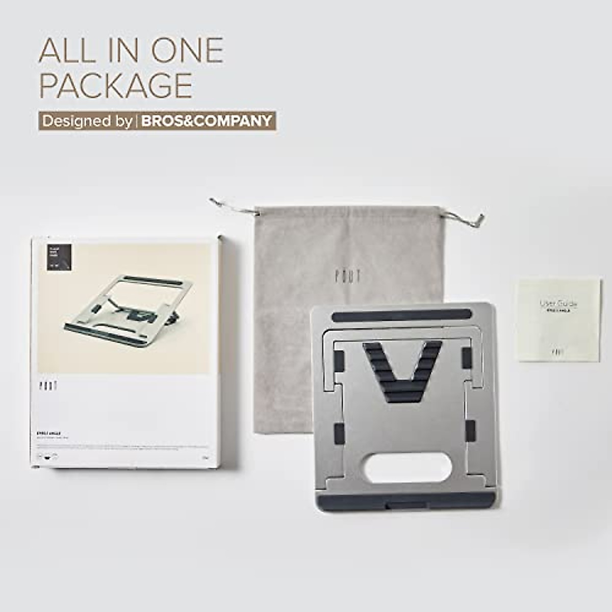 POUT Eyes 3 Angle - Adjustable Angled Ergonomic Laptop Stand Riser - Notebook Computer Holder Compatible w/ MacBook Air Pro Dell HP & More 11"-17" Laptops - Foldable & Portable w/ 5 Angles (Silver)