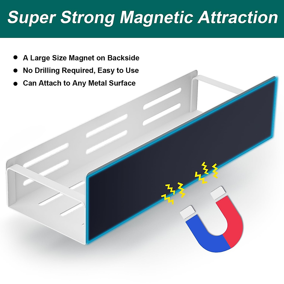 MFTEK Magnetic Spice Rack Organizer, 4 Pack Hanging Spice Rack for Refrigerator and Microwave Oven, Moveable Space Saving Fridge Shelf for Metal Cabinet, Black