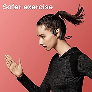 Bone Conduction Wireless Earbuds Bluetooth 5.2 Headphones, Open-Ear Sweatproof Ultralight Sports Earphones with Mic for Running, Cycling, Driving, Gym, 15Hr Playtime (Black)