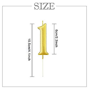 LUTER 2.3 Inch Numeral Birthday Candles, Gold Number Candle for Cakes Number 1 Candle Glitter Candles for Kids’ Birthday Party Adults’ Wedding Anniversary Prom Graduation Party
