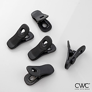 COOK WITH COLOR Set of 10 Chip Bag Clips with Magnet- Rubber Bag Clip with Airtight Seal, Kitchen Storage Clips for Organizing and Sealing Needs (Black)