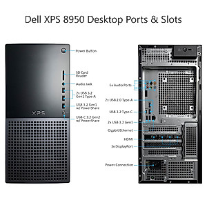 Dell XPS 8950 Gaming Desktop Computer - 12th Gen Intel Core i9-12900K up to 5.2 GHz CPU, 64GB DDR5 RAM, 1TB NVMe SSD + 1TB HDD, GeForce RTX 3090 24GB GDDR6, Killer Wi-Fi 6, Windows 11 Pro