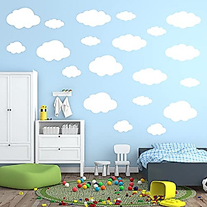 125 Pieces Cloud Wall Decor Cloud Stickers Cloud Wall Decals White Clouds Peel and Stick Cloud Decals for Walls Removable Wall Stickers for Baby Kids Nursery Living Room Play Story Room, 16 Sheets