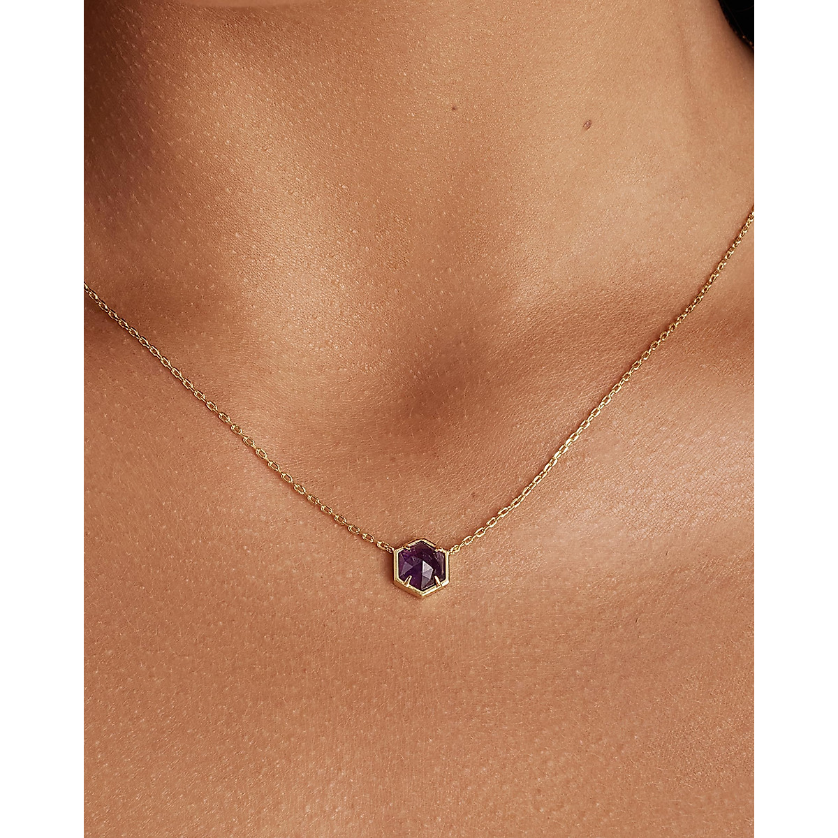 PAVOI 14K Yellow Gold Plated Amethyst Gemstone Pendant Necklace | Gemstone Dainty Chain Necklaces for Women