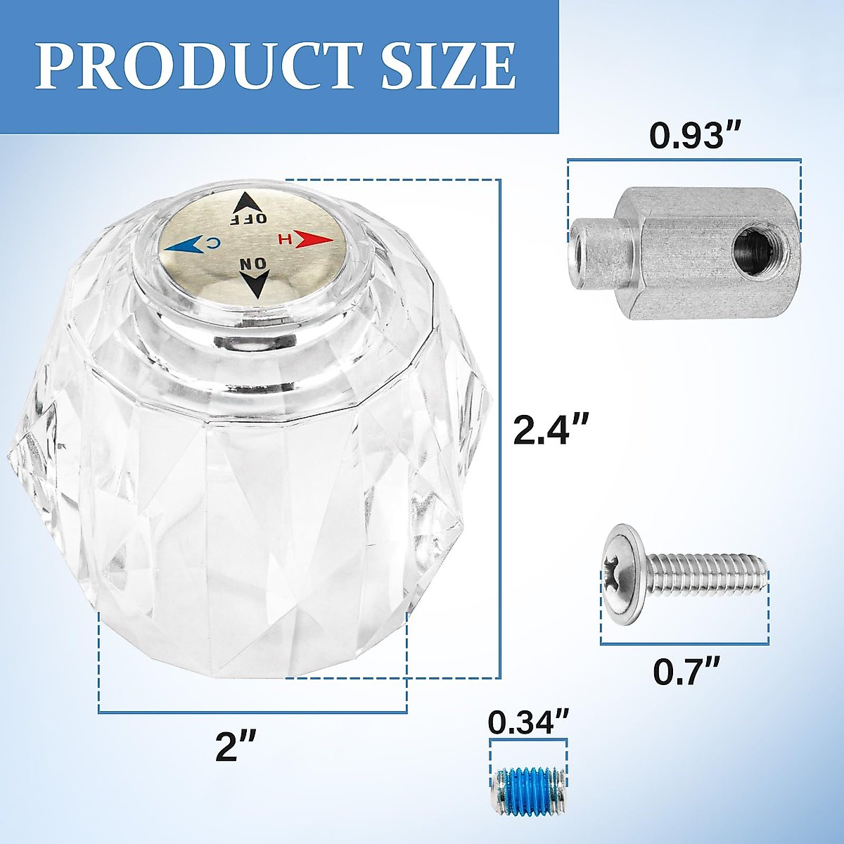 RP41661 Shower Handle Kit Replacement for Delta and Peerless Single Handle Tub Faucets, Clear Acrylic Shower Knob with Button, Screw and Connector