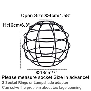 EFINEHOME Set of 2 Industrial Vintage Rustic Bulb Covers| DIY Farmhouse Metal Wire Cage for Hanging Pendant Lighting | Light Fixture Lamp Guard| Lampshade Replacement Accessories (Globe)